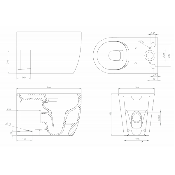 Saneux Uni Left Hand Cut Out Close Coupled Toilet With Seat