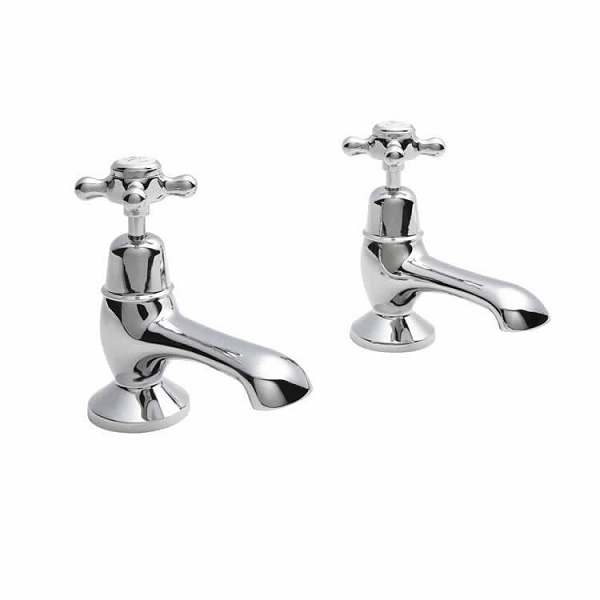 Victrion Crosshead Pair Of Traditional Bath Pillar Taps By BC Designs