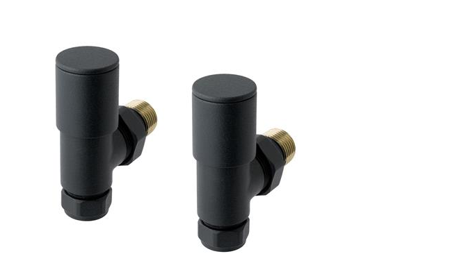 Matt Anthracite Pair Of Angled Radiator Valves STOCK