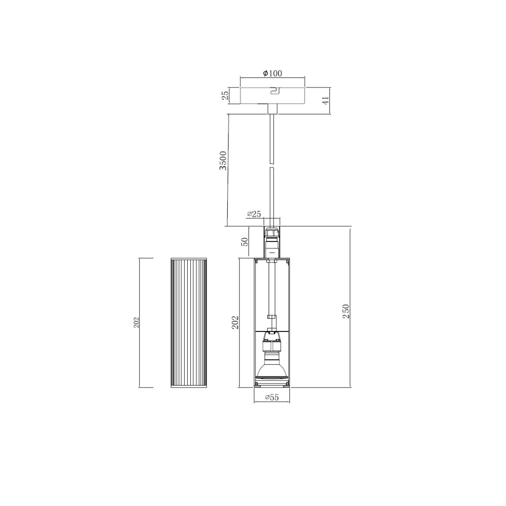 Roper Rhodes Fluted Conventional Bathroom Pendant Light (PL02)